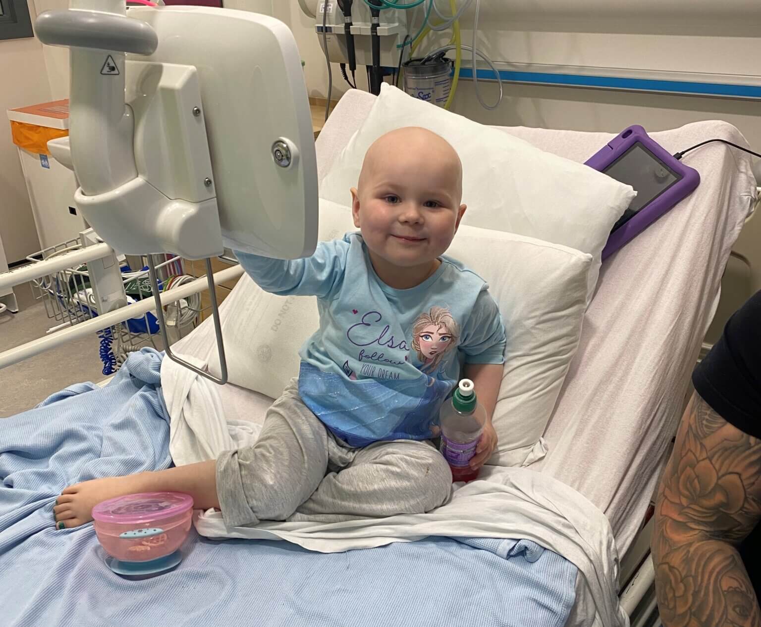 A cuddly ted and cosy socks help keep Heidi snug during cancer ...